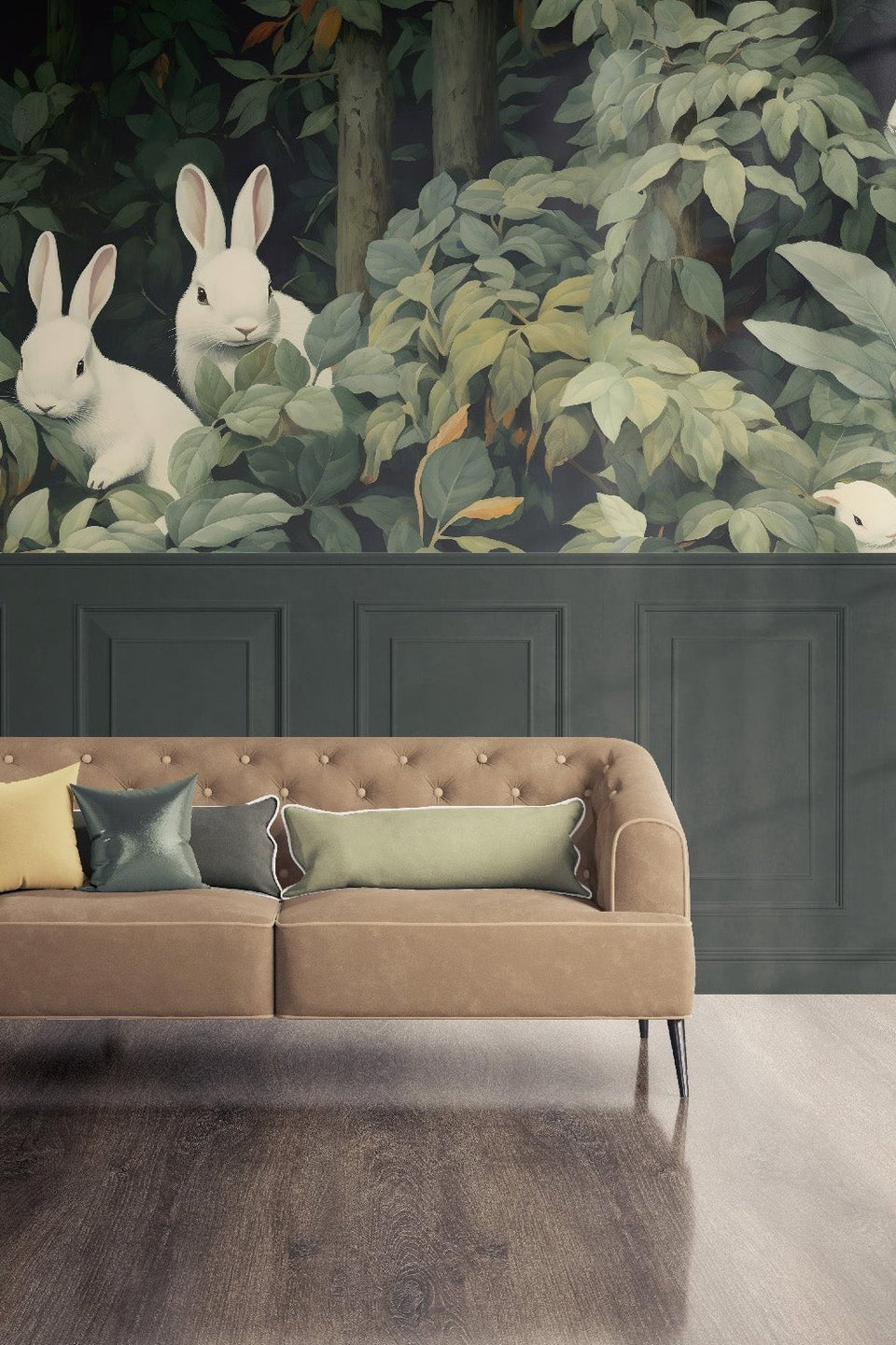 Jungle Bunny Mural Wallpaper | Rabbits Family Custom Mural ...