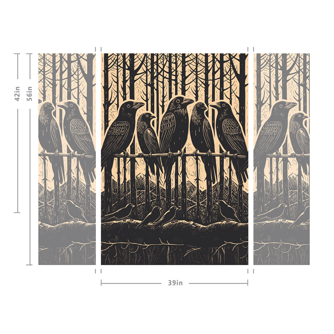 Woodland Ravens Mural | Birds Custom Wallpaper | InktopiaDesigns ...